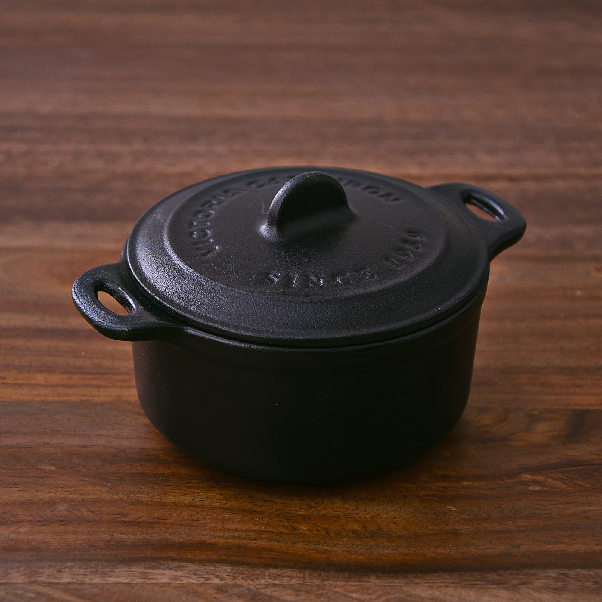 Olla Mini Cocotte con Tapa Negro 9cm de Hierro Fundido y Antiadherente ...