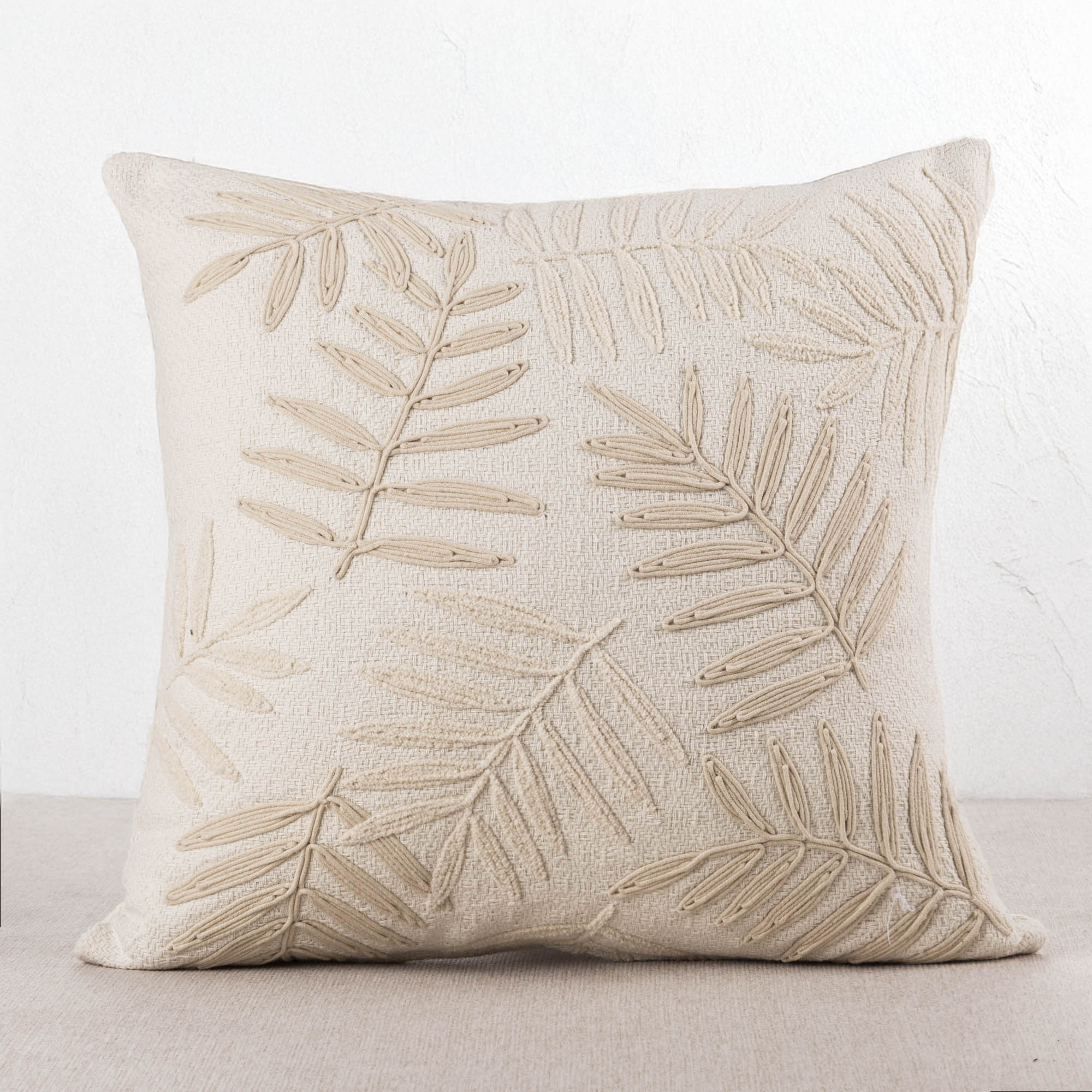Haus Forro para Cojín Hojas 45x45cm Beige / Taupe 100% Algodón