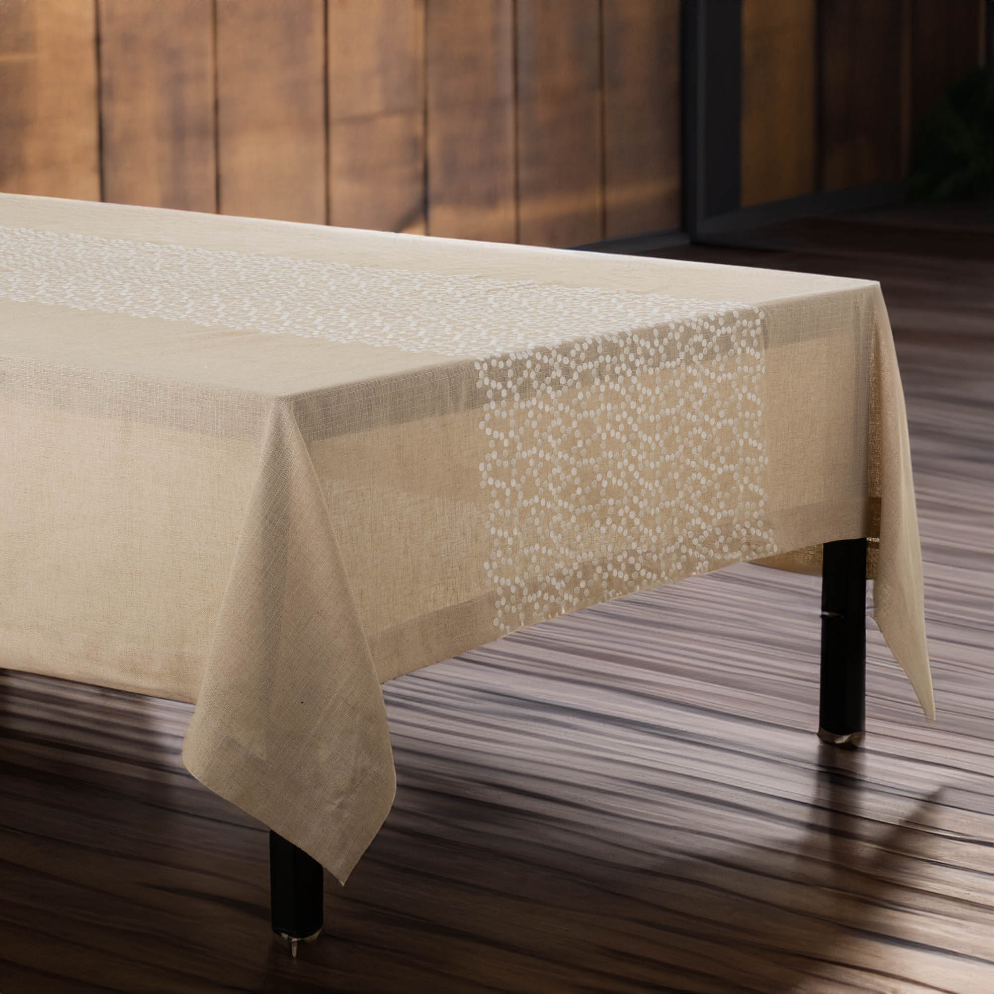 Mantel Rectangular Puntos Taupe 6-8 Puestos 170x250cm de 60% Poliéster ...