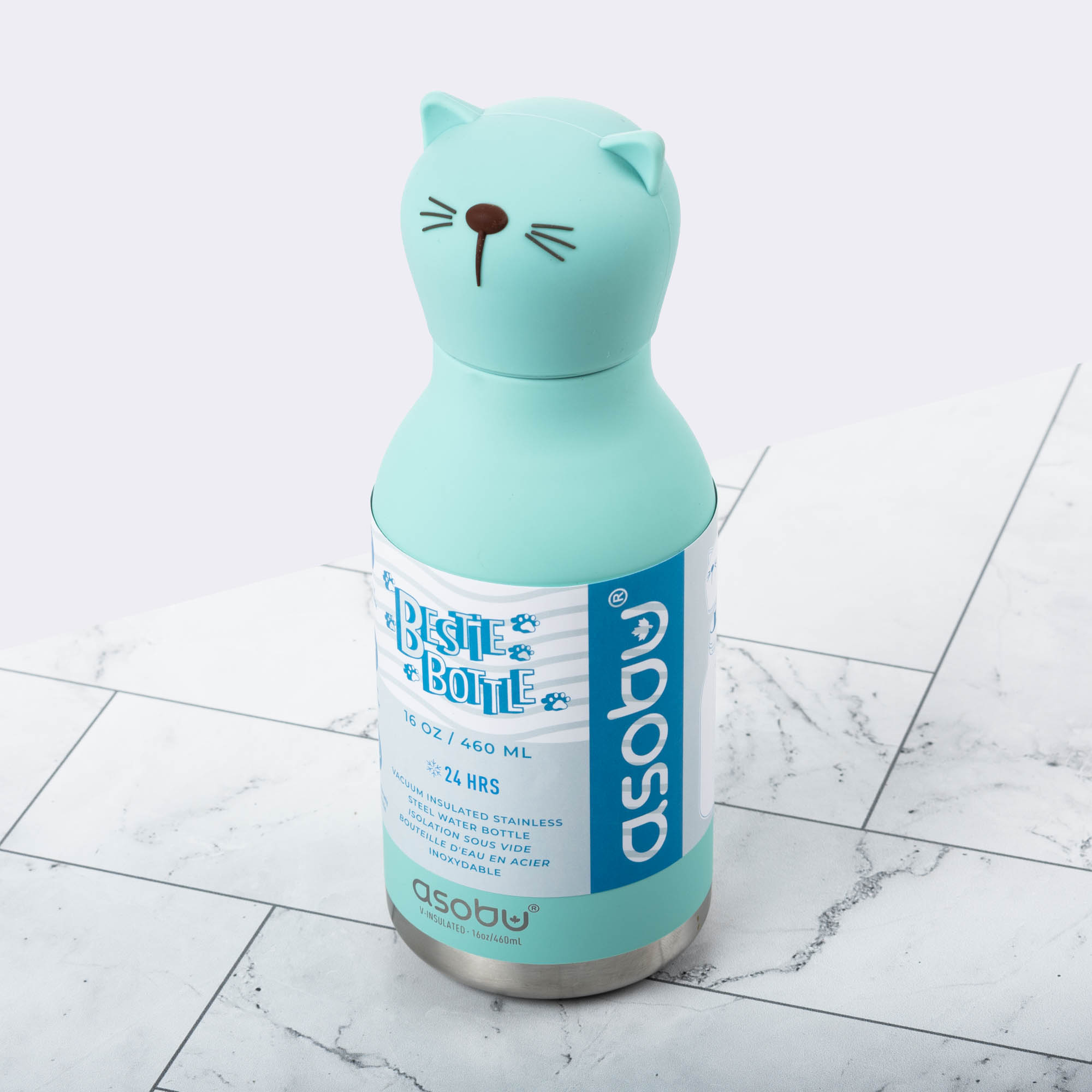 Asobu Botella Tomatodo Térmica con Tapa y Sorbete Gato 0.46L / 16Oz ...
