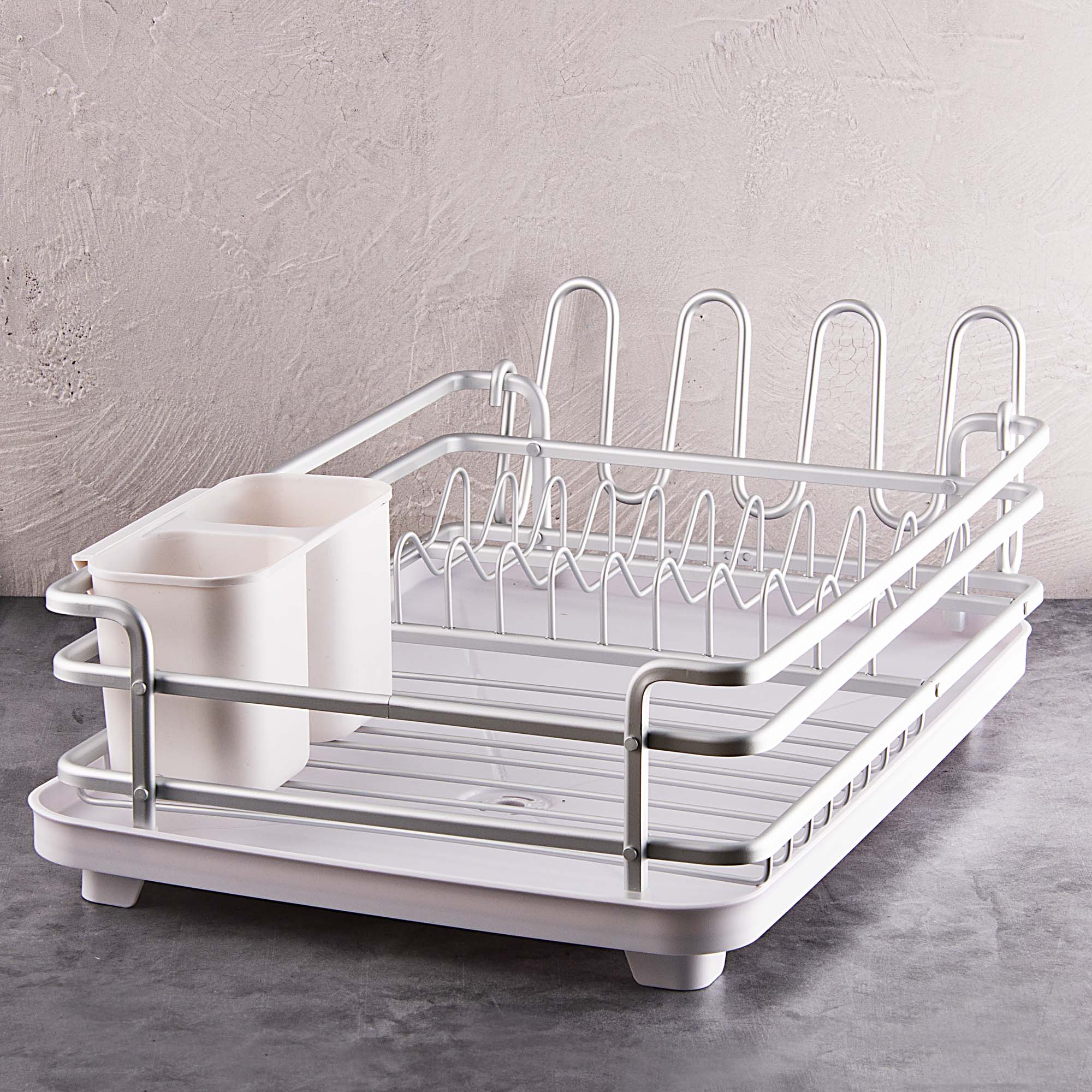 Escurridor con base para Platos Blanco / Cromado 13x46x37cm Novo
